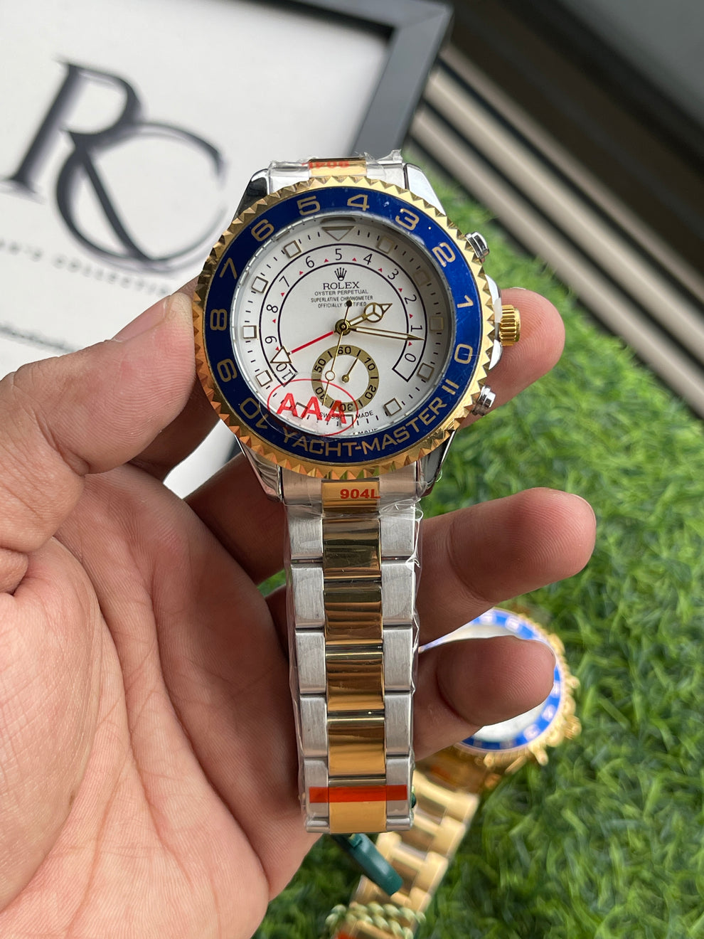 RC RLX Yacht-Master II Two-Tone Blue Bezel Chronograph Watch (Sahil kh ...
